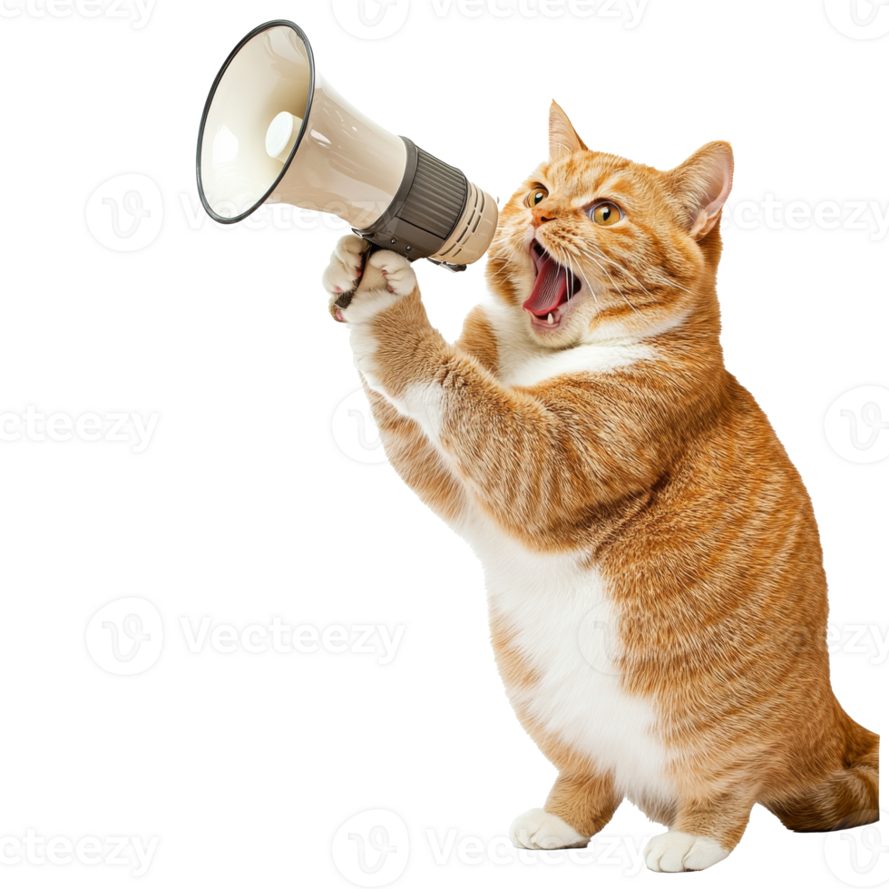 Excited cat with a megaphone 54583091 PNG