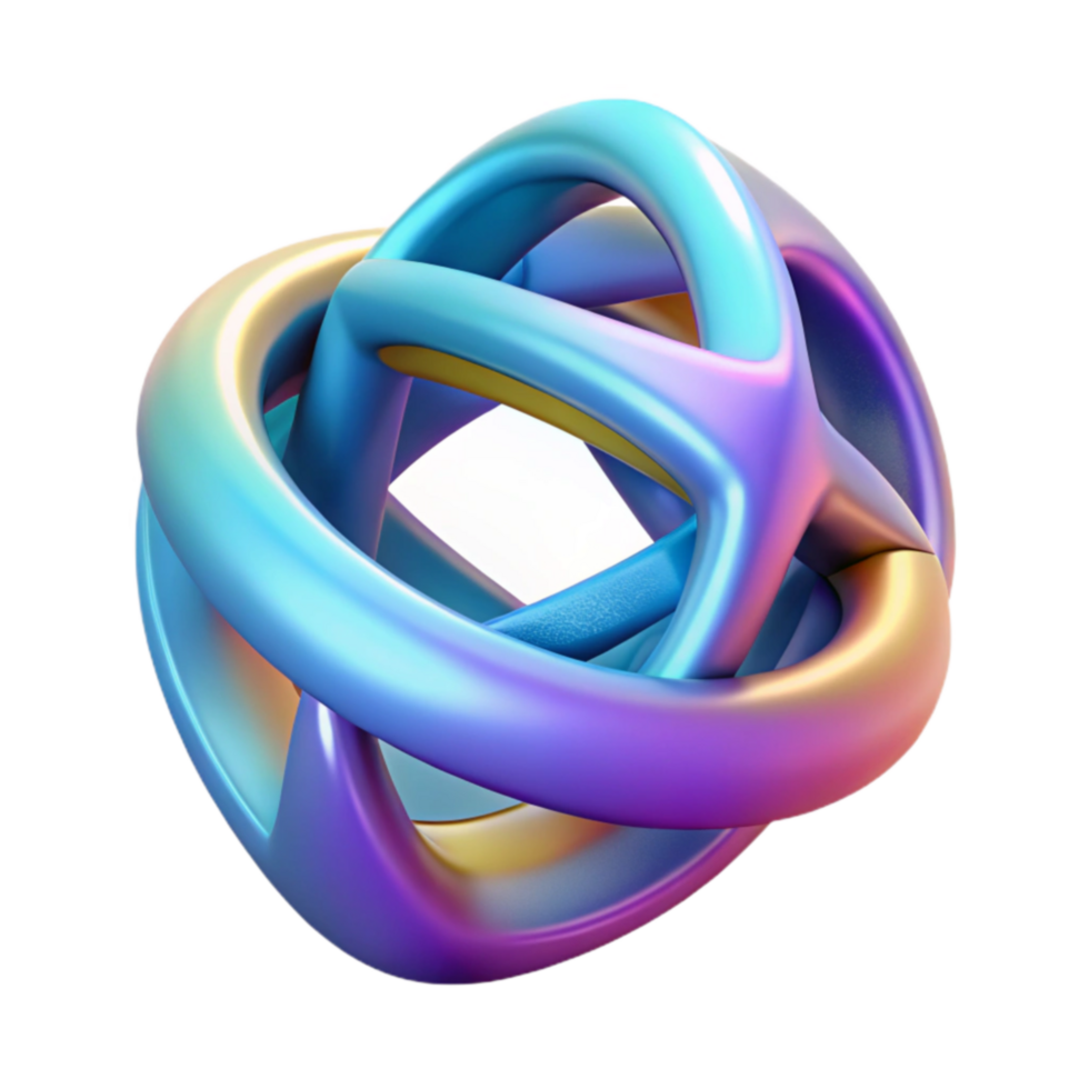 Abstract 3d Render Interlocking Iridescent Curves 54585185 Png