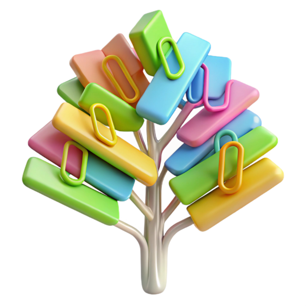 Colorful Abstract Tree With Interlocking Shapes 54586056 Png