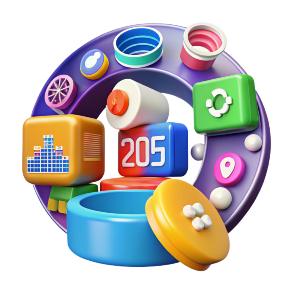 Colorful 3d Icons Circular Design App Ui Elements Number 205 54586098 Png