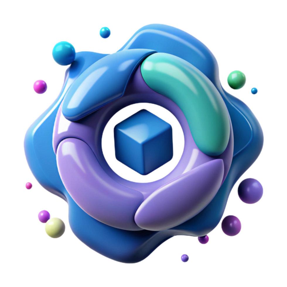 Abstract 3d Render Colorful Shapes And Cube 54586210 Png