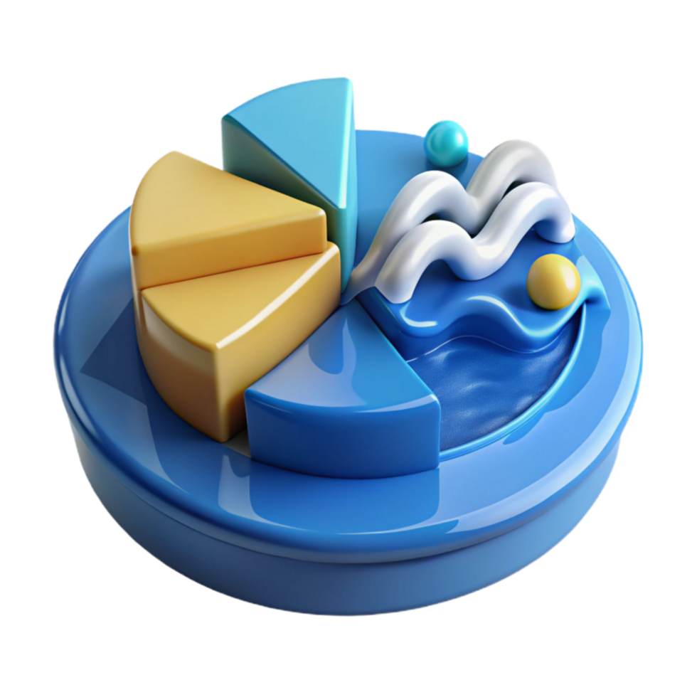 3d Pie Chart Data Visualization Abstract Design With Wave Element