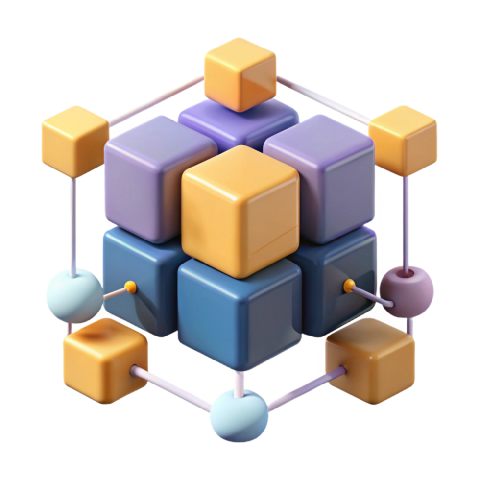 Modular 3d Cube Network Interconnected Blocks System Design 54586775 Png