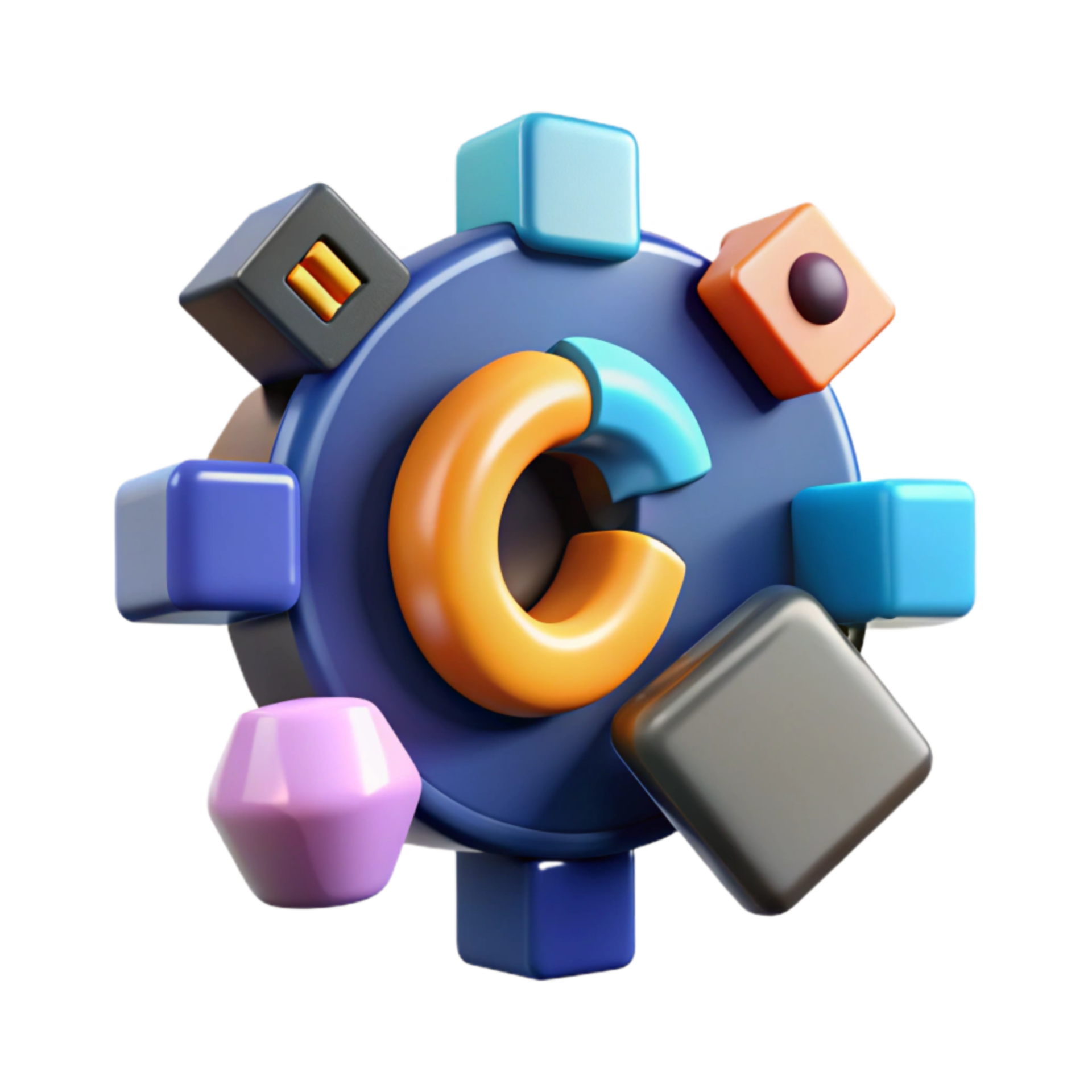 3D Colorful Blocks and Chart Data Visualization Concept 54586903 PNG