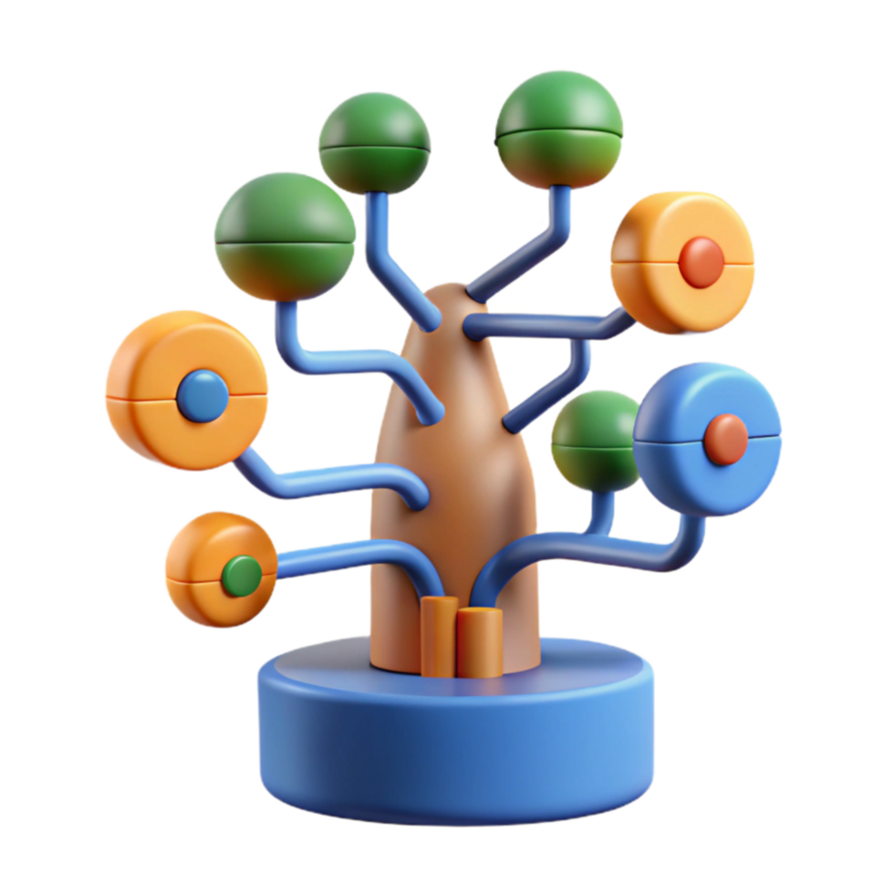 Abstract 3D Colorful Network Tree Structure 54586913 PNG