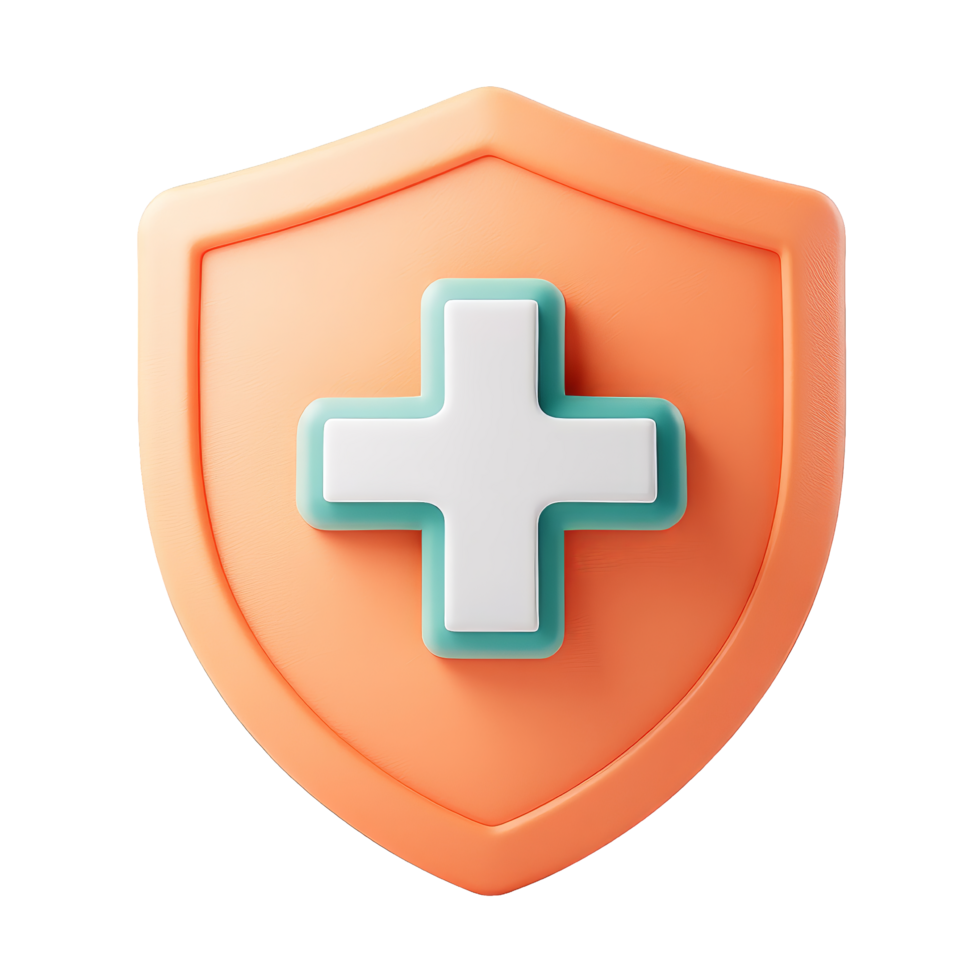 Orange shield icon with white cross digital design graphic 54587188 PNG