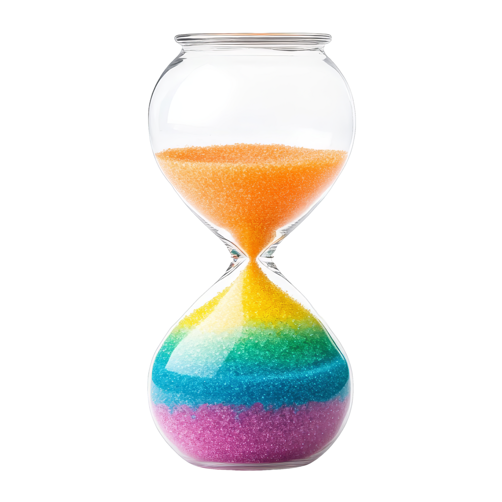 Colorful modern hourglass displaying time in style 54587437 PNG