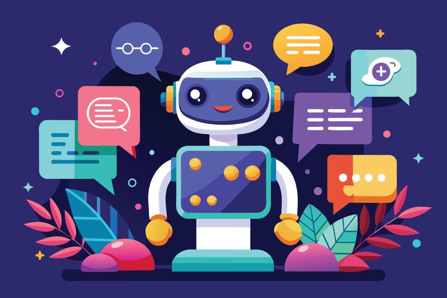 AI-driven chatbot engaging in natural language conversation 54590354 Vector Art at Vecteezy