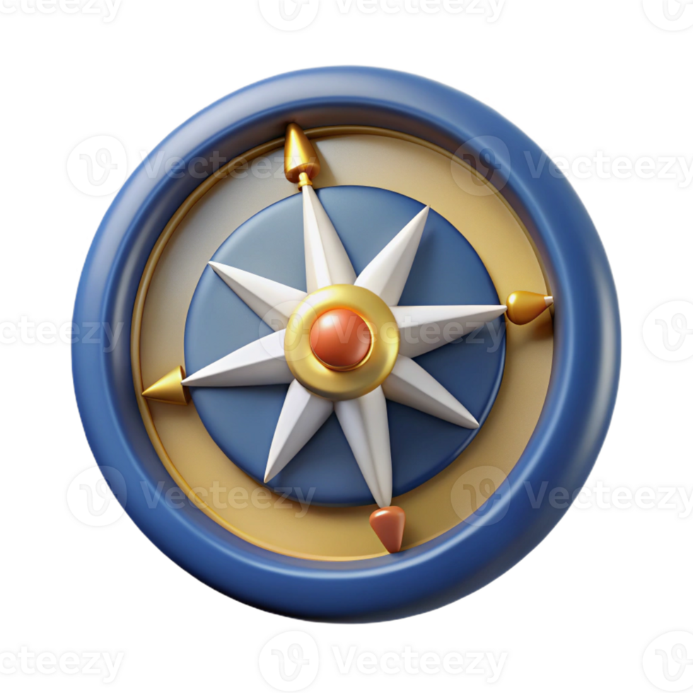 3D Compass Icon with Gold Accents 54590744 PNG