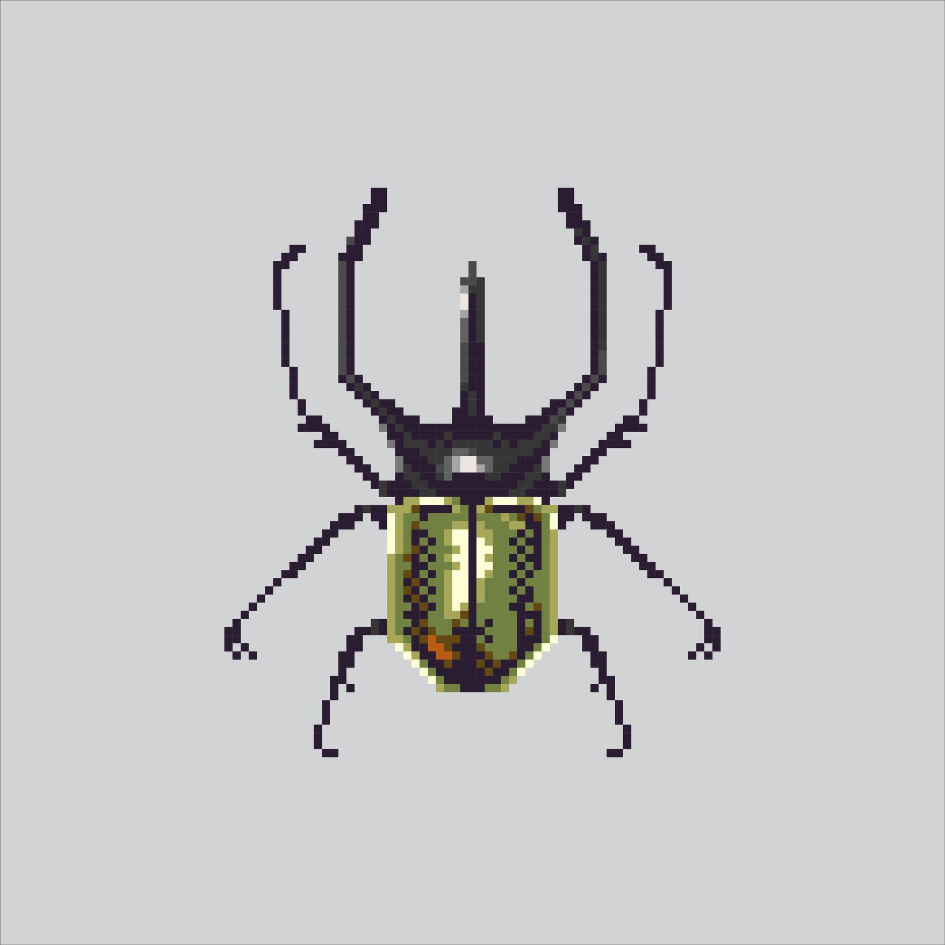 Pixel art illustration Beetle Bug. Pixelated Beetle Horn. Beetle Bug Horn Insect Insect Icon ...
