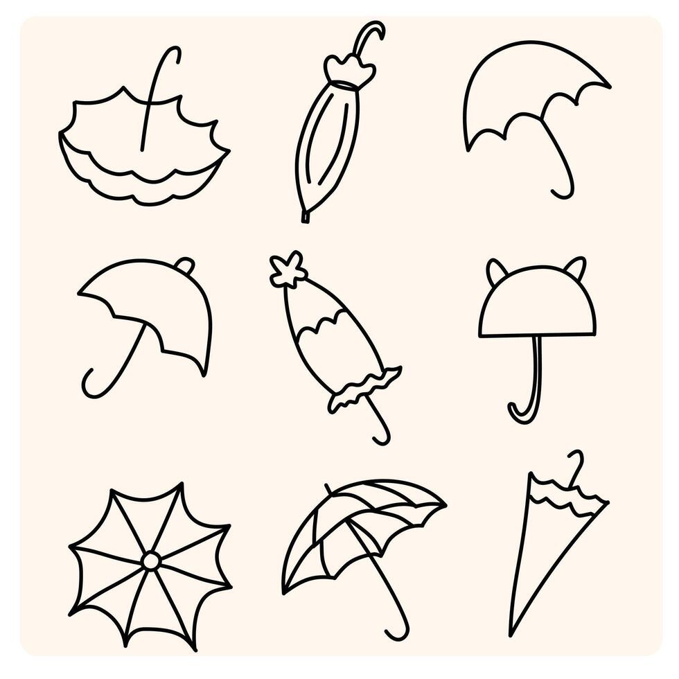 Open and closed umbrella doodle outline sketch 54592076 Vector Art at Vecteezy