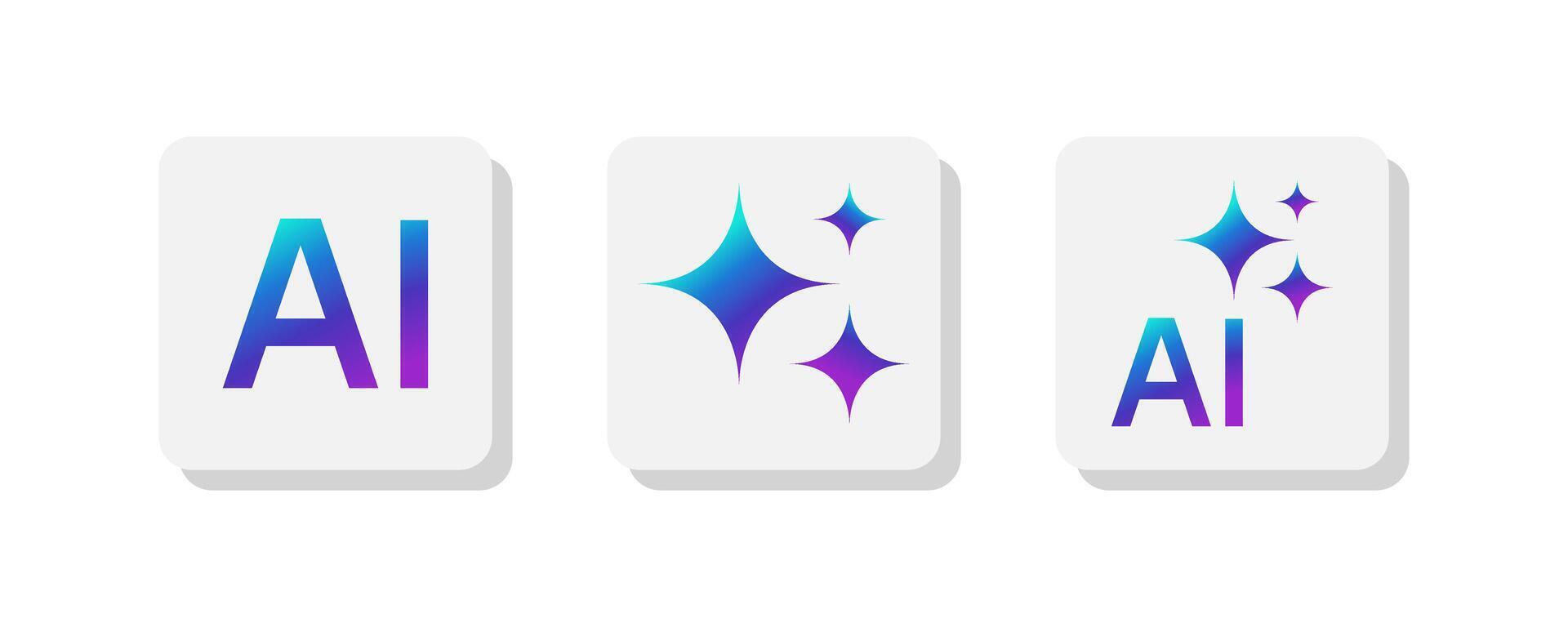 Generate AI button set. Artificial intelligence and machine learning technology concept for UIUX ...