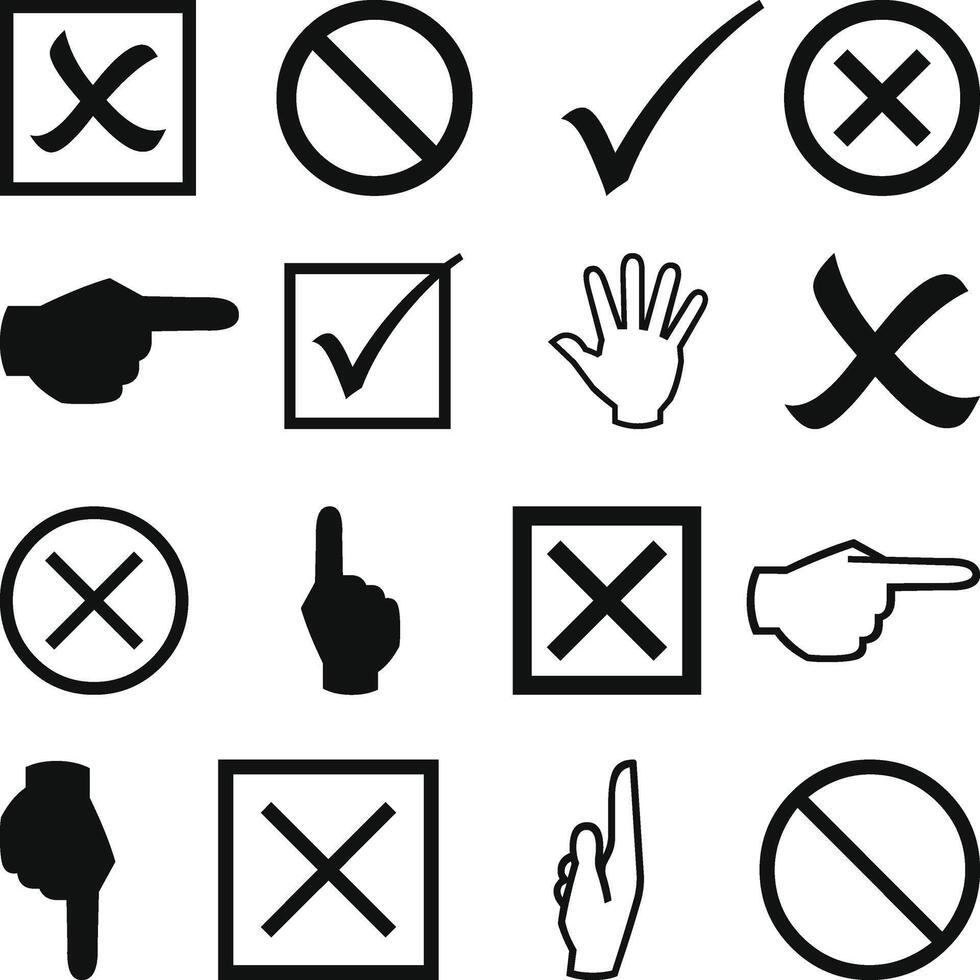 Check box tick mark icon set button correct right wrong buttons or yes or no checkmark cross ...