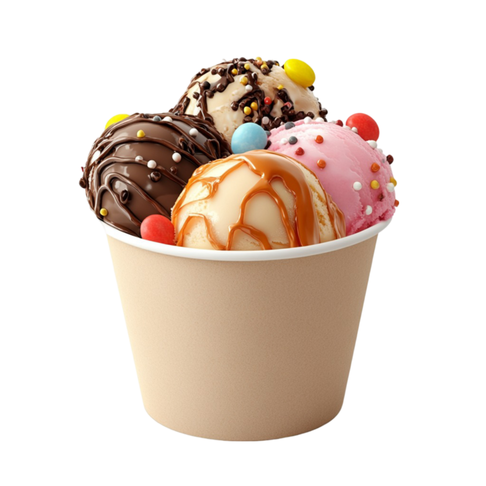 An Ice Cream Cone Filled With Different Flavors 54634000 Png