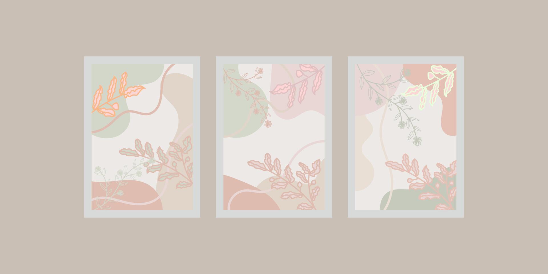 Abstract Botanical Triptych 54657524 Vector Art at Vecteezy