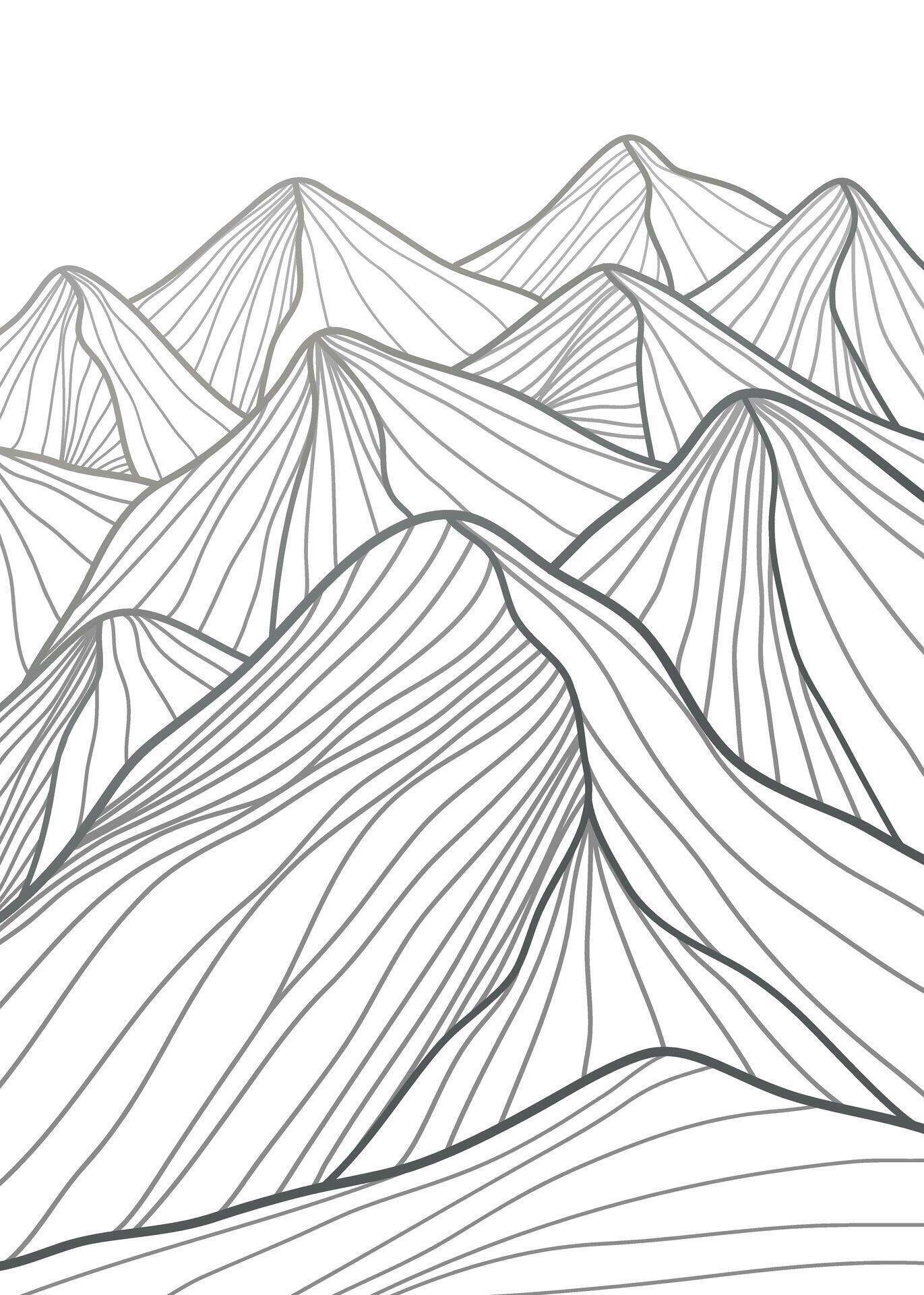 Mountain line arts illustration. Hand drawn style. Abstract mountain contemporary aesthetic ...