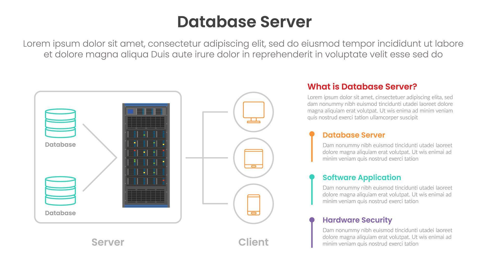 server technology infographic template banner with database server with ...