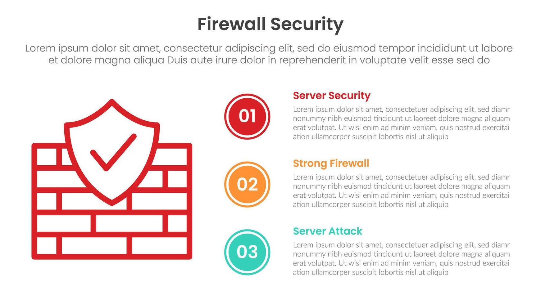 Server Technology Infographic Template Banner With Firewall Security Concept With Big Icon And
