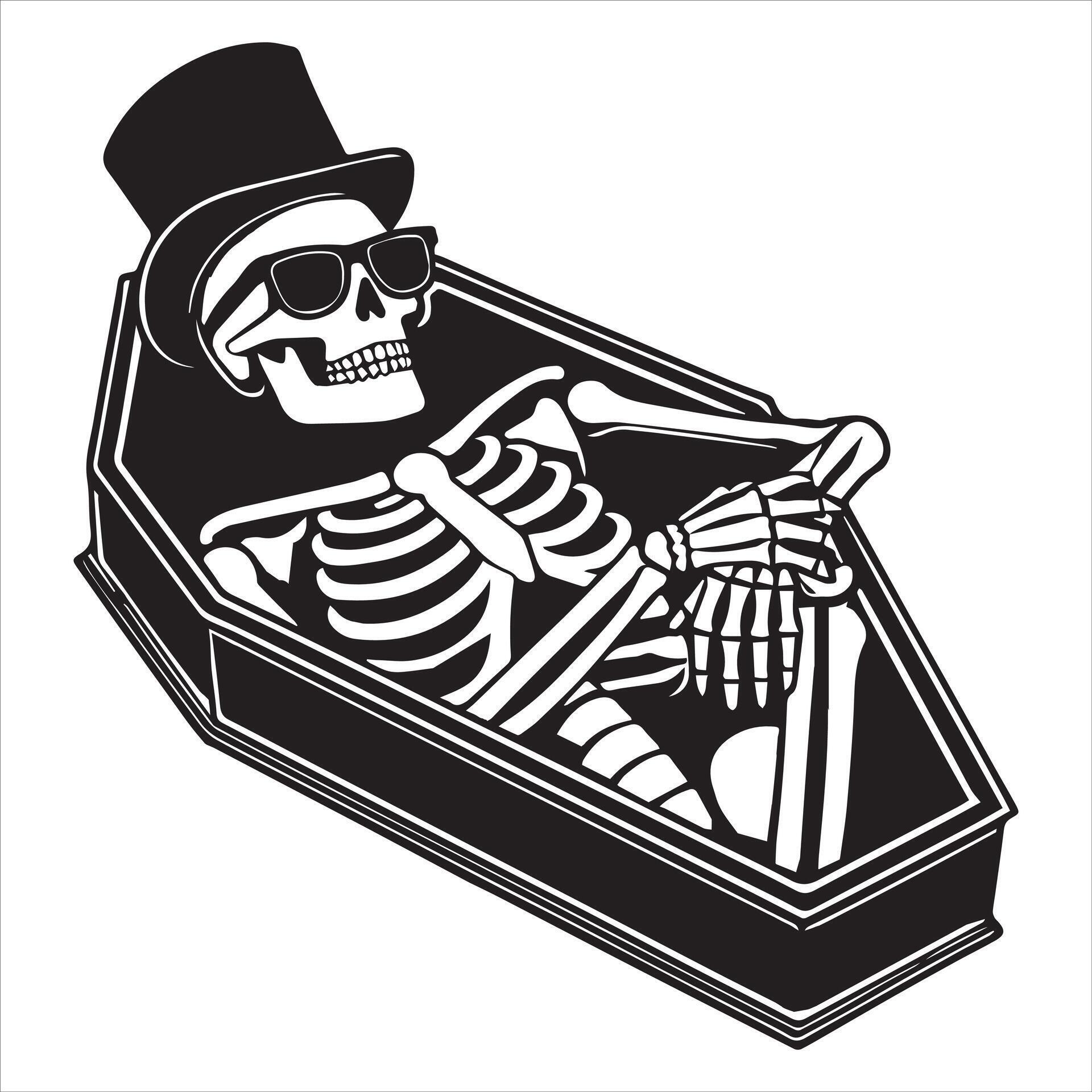 Skeleton in coffin illustration , coffin Skull clipart Design 54662547 ...