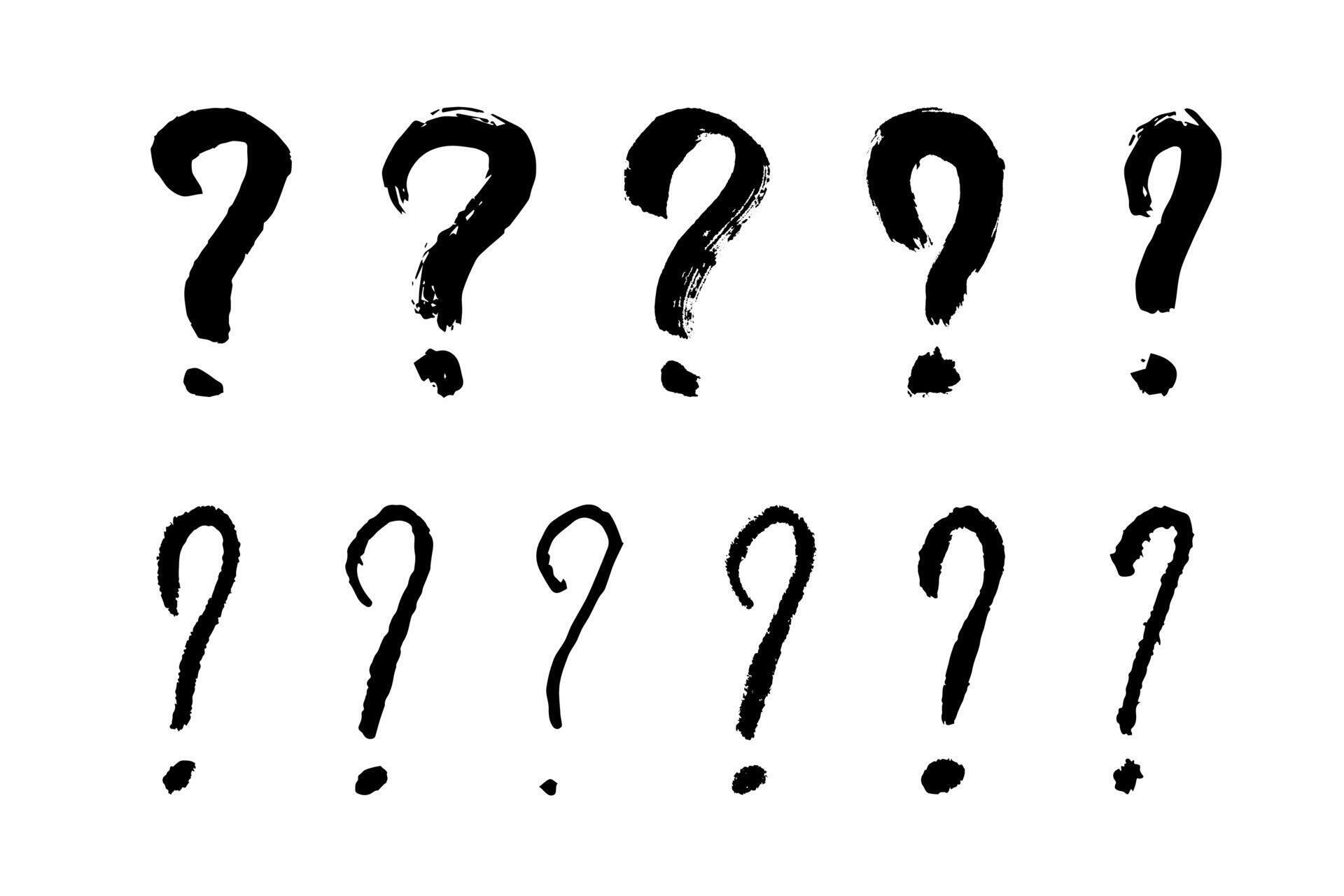 Hand drawn ink question mark illustration in sketch style. Elements for ...