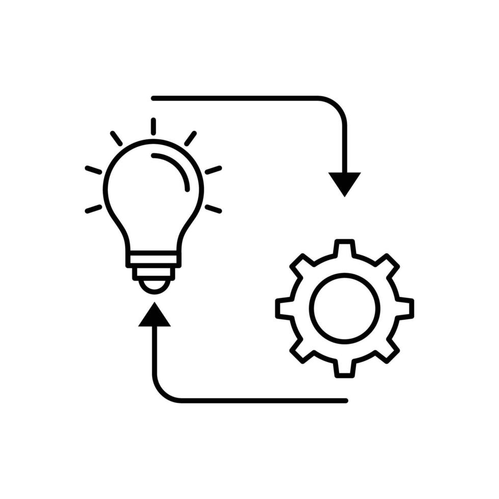 implementación línea icono, solución ejecutar desarrollar, configuración rueda dentada con ...