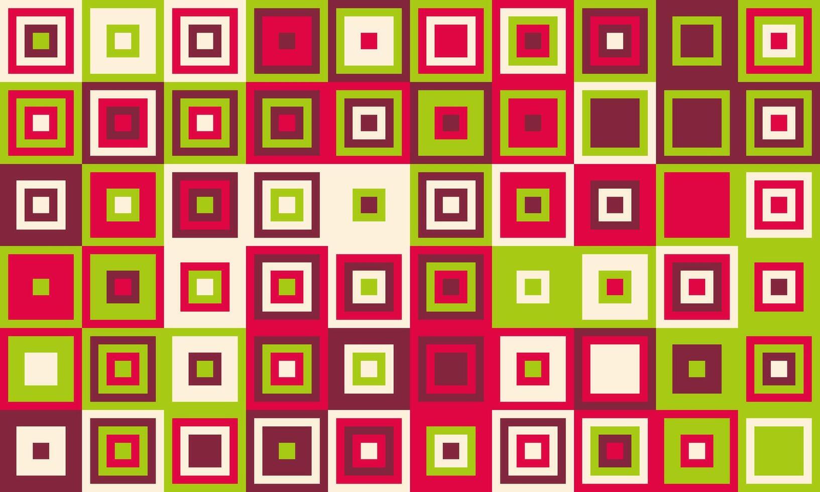 Vibrant geometric pattern featuring nested squares in red, green, and maroon. Ideal for ...