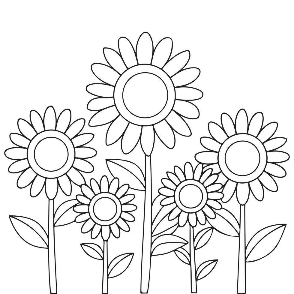 Sunflowers coloring pages for kids 54680849 Vector Art at Vecteezy