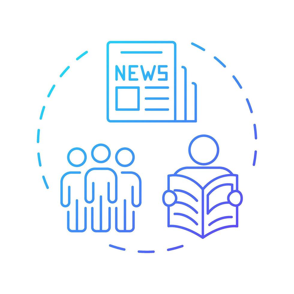 Print audience blue gradient concept icon. Assessing readership for newspapers and magazines ...