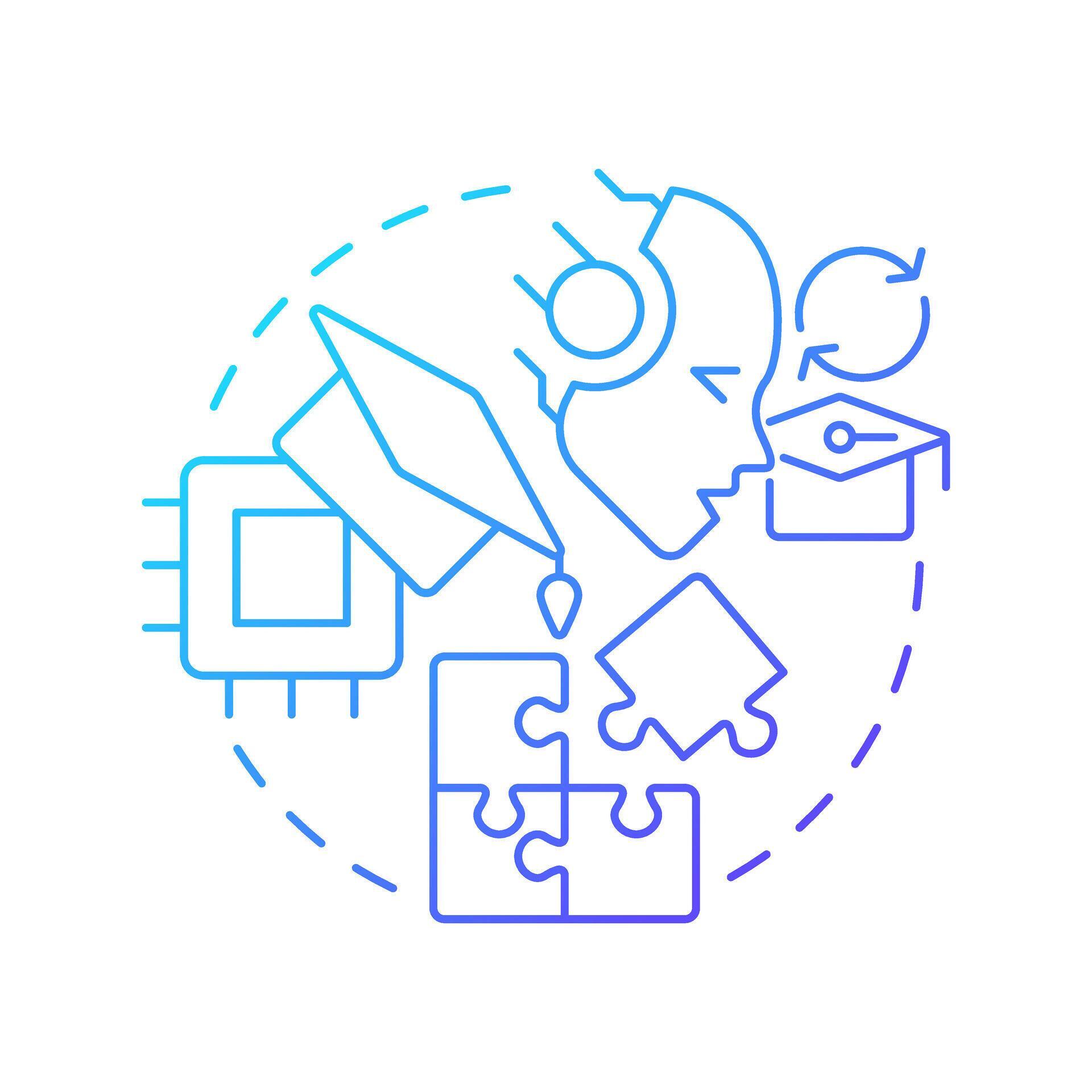 Self supervised learning blue gradient concept icon. Training model ...