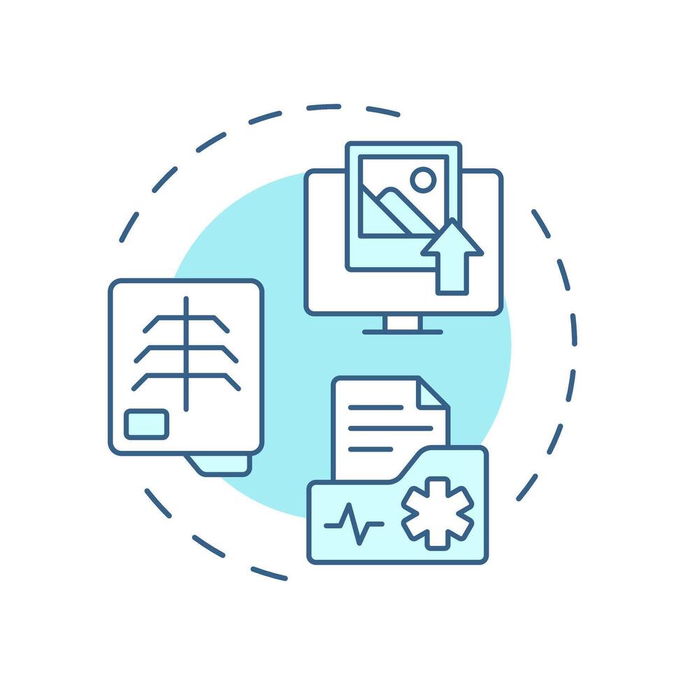 Store and forward soft blue concept icon. Asynchronous telemedicine ...