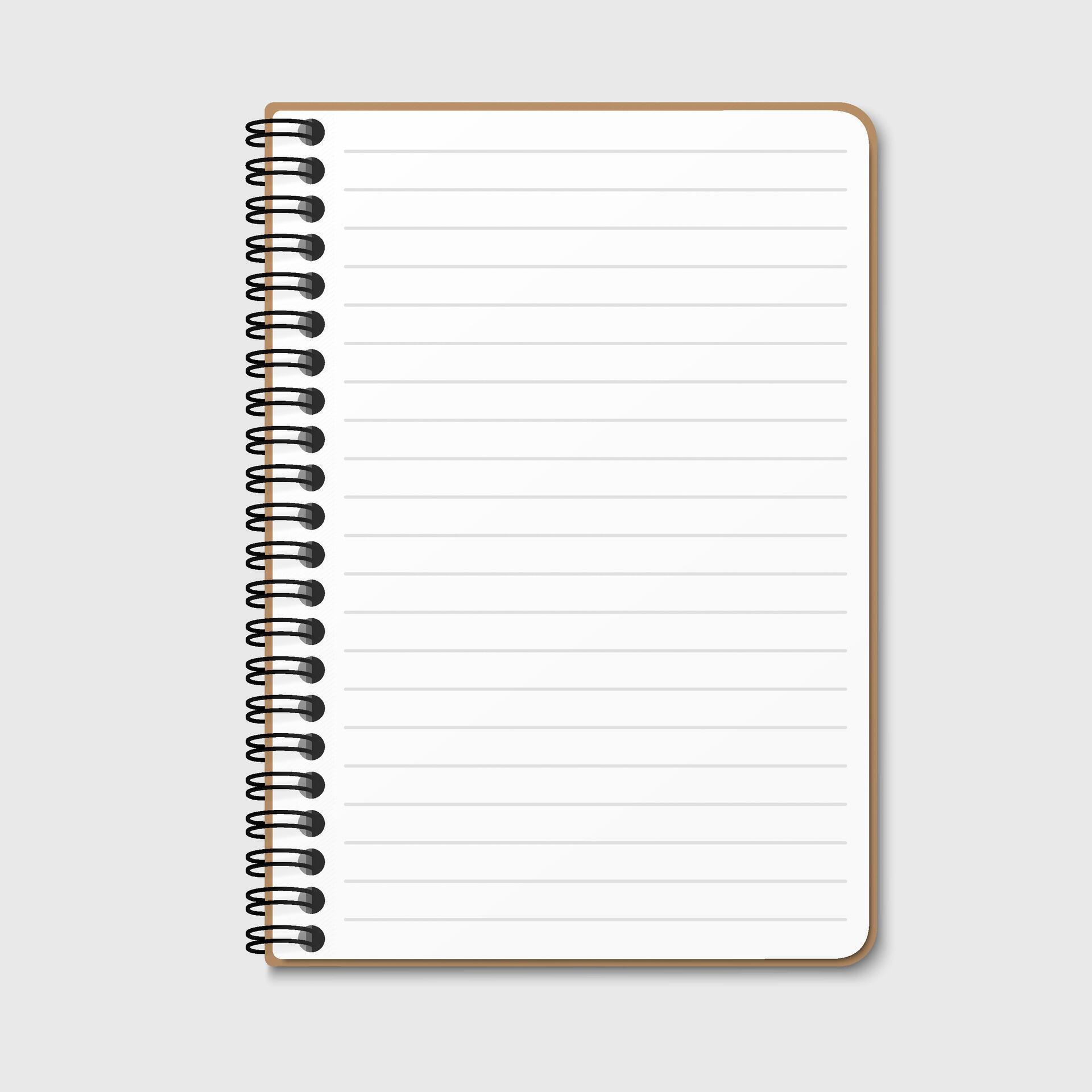 Notepad with a vertical spring spiral. Notebook with a lined sheet. Isolated illustration on a ...