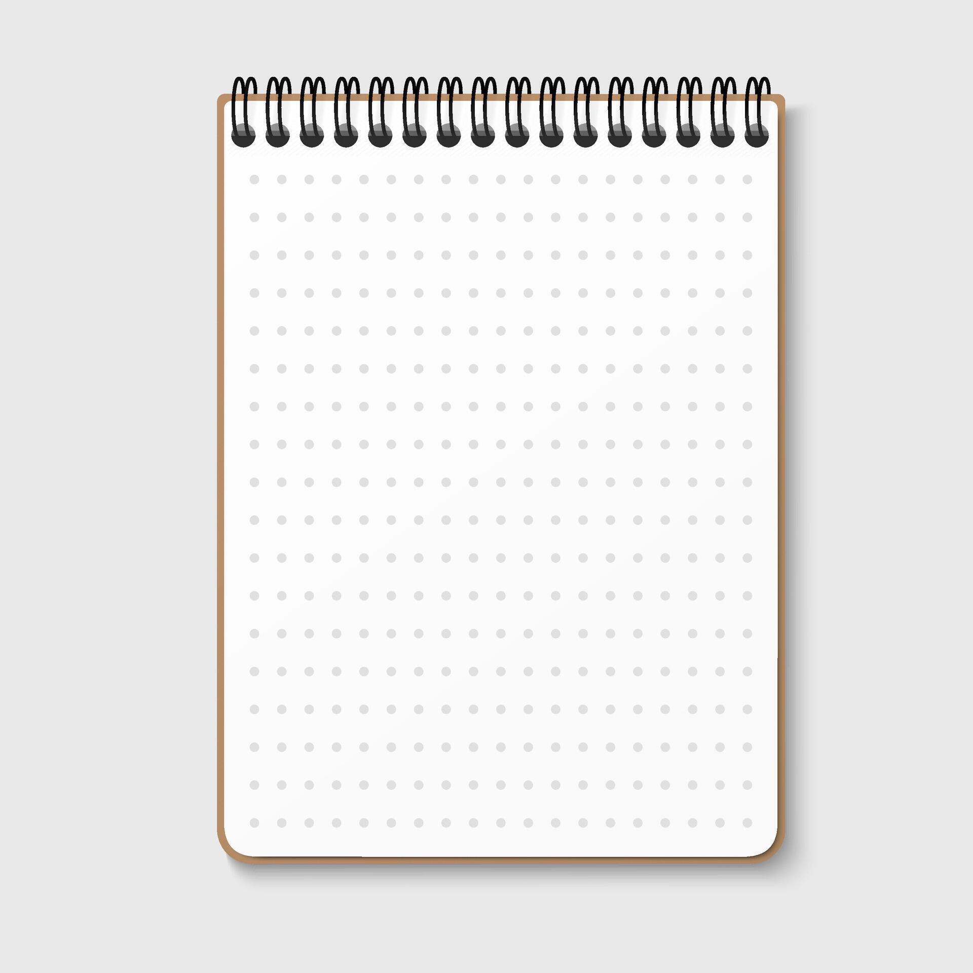 Notepad with a horizontal spring spiral. Notebook with a white dotted sheet. Isolated ...