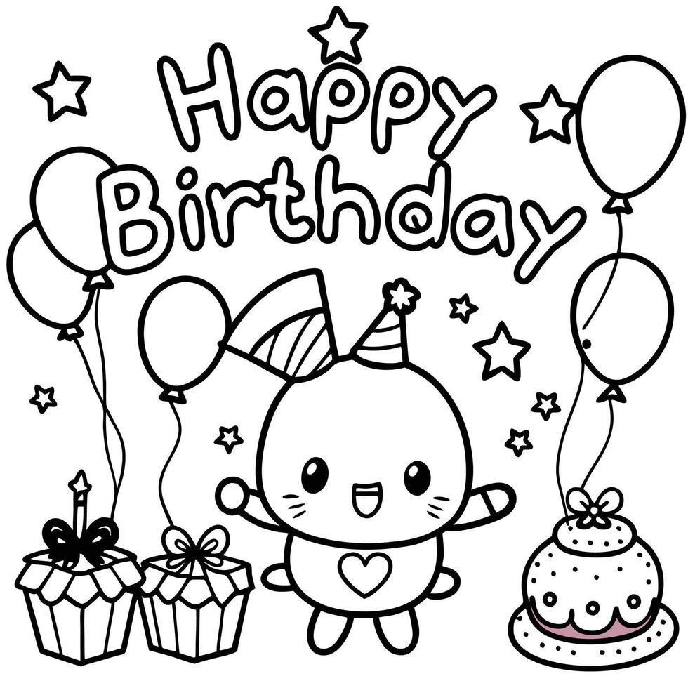 Cute Happy Birthday Coloring Pages 56 Happy Birthday Coloring Pages