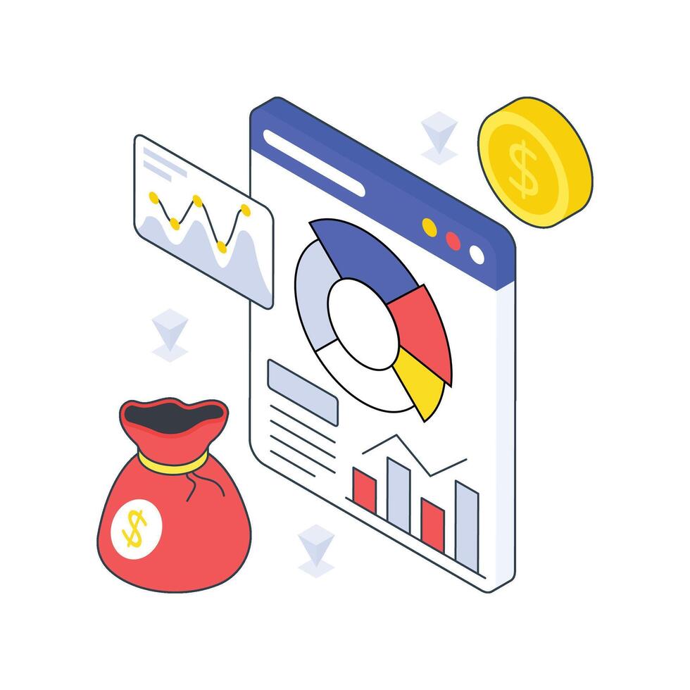 Financial Data Analytics isometric Colored illustration. 54706136 ...