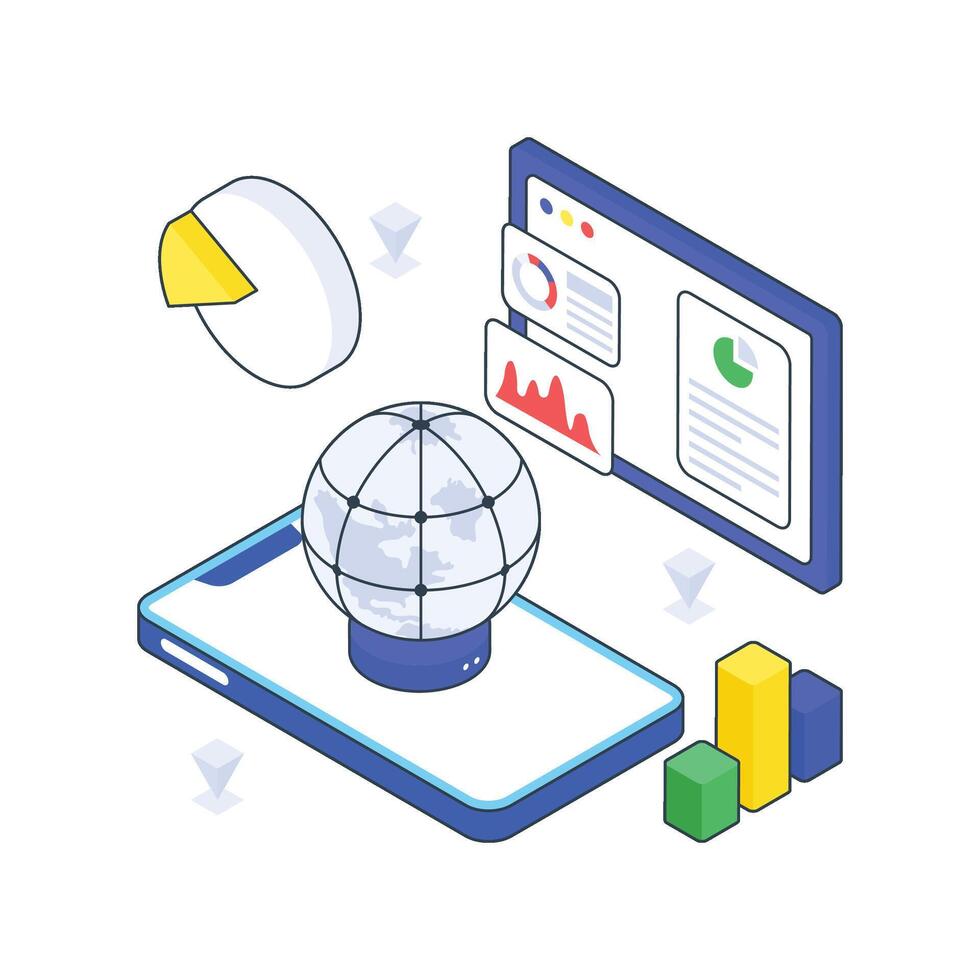 Global Data isometric Colored illustration. 54706208 Vector Art at Vecteezy