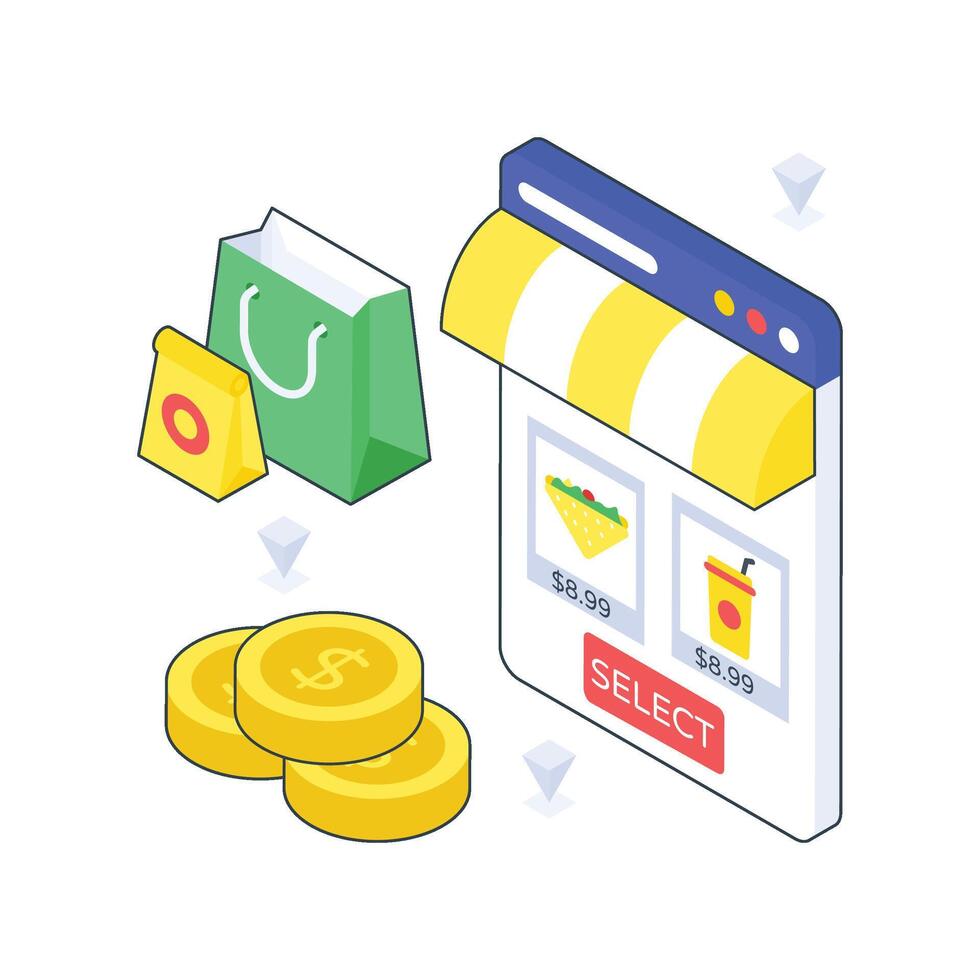 Online Food Shop isometric Colored illustration 54706256 Vector Art at ...