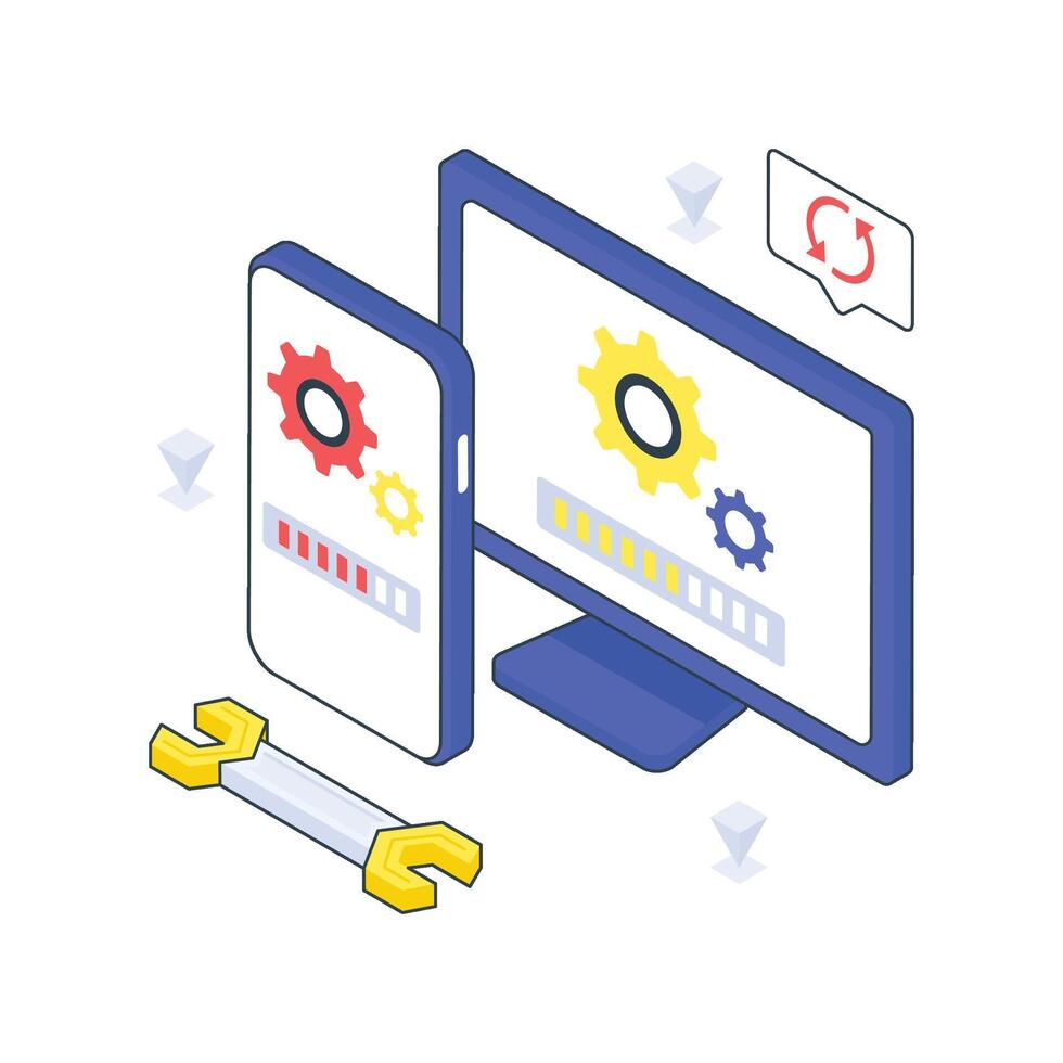 System Update isometric Colored illustration 54706266 Vector Art at ...