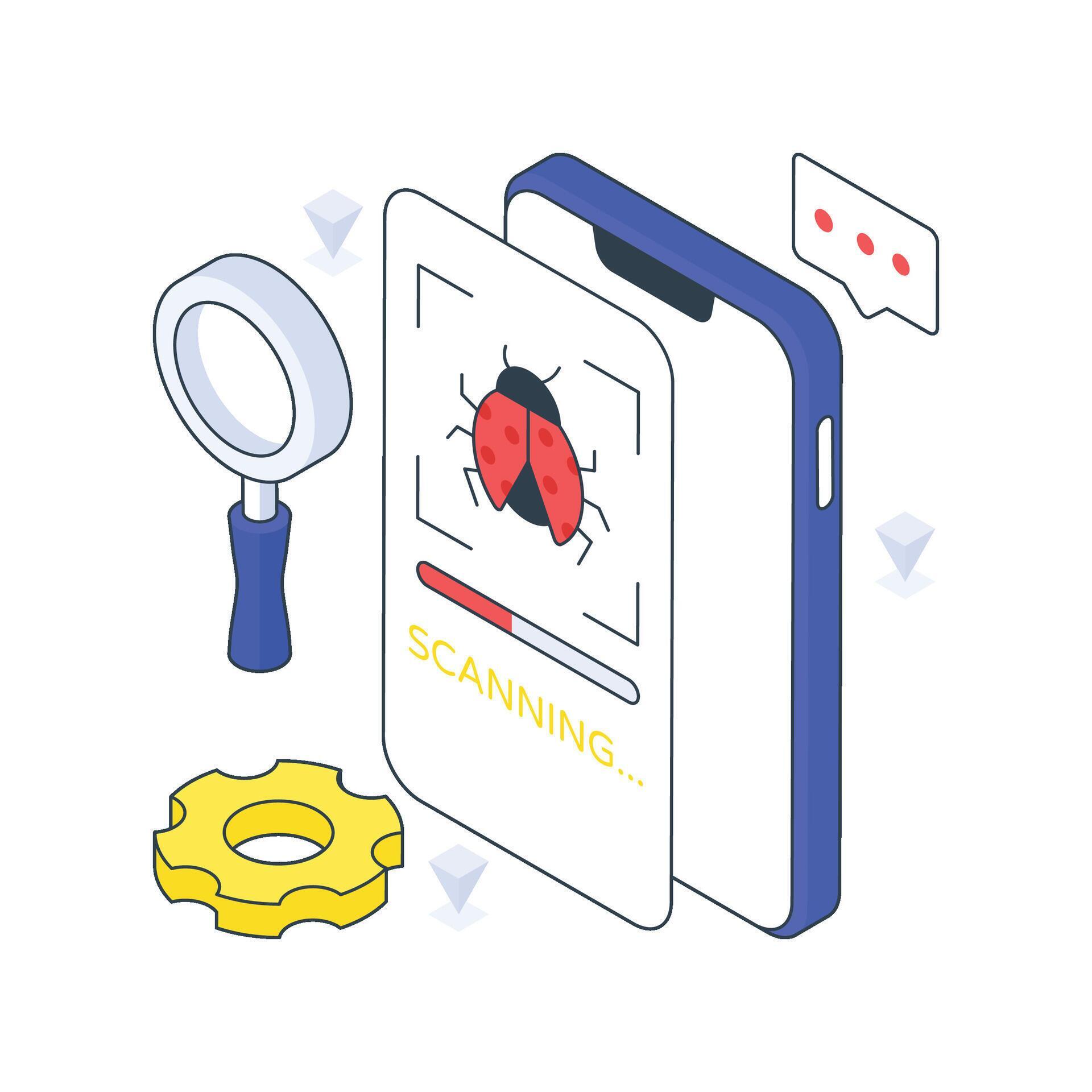 Bug Scanning isometric Colored illustration. 54706365 Vector Art at Vecteezy