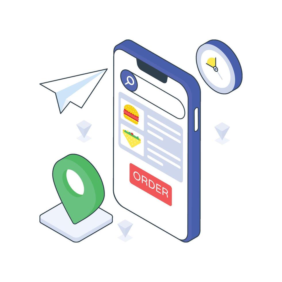 Food App isometric Colored illustration 54706438 Vector Art at Vecteezy