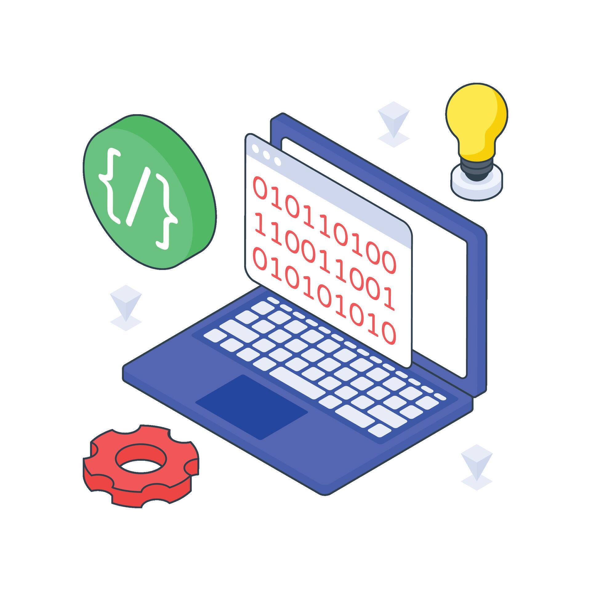 Binary Coding isometric Colored illustration 54706489 Vector Art at ... Binary Coding isometric Colored illustration 54706489 Vector Art at ...