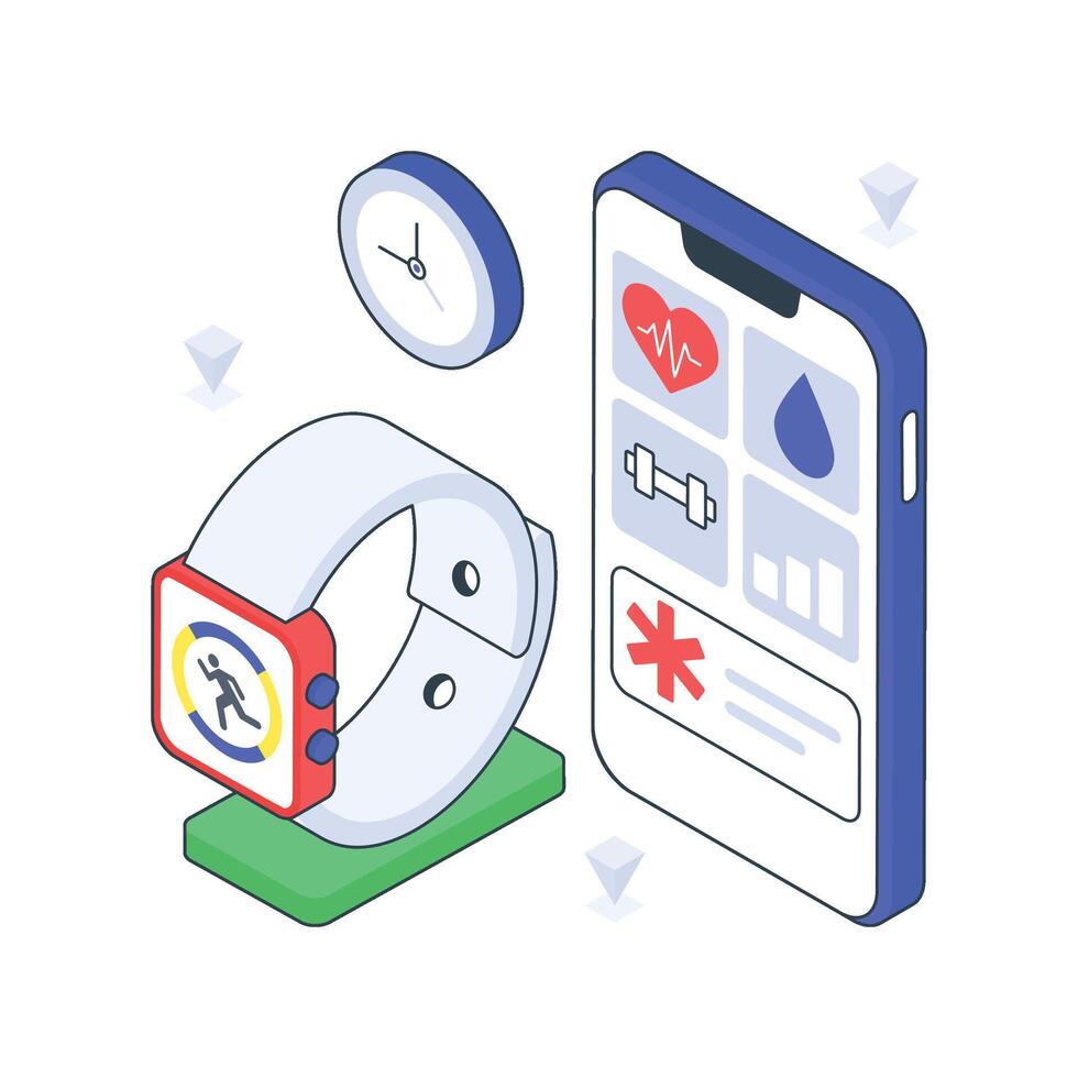 Fitness Tracker isometric Colored illustration 54706652 Vector Art at ...