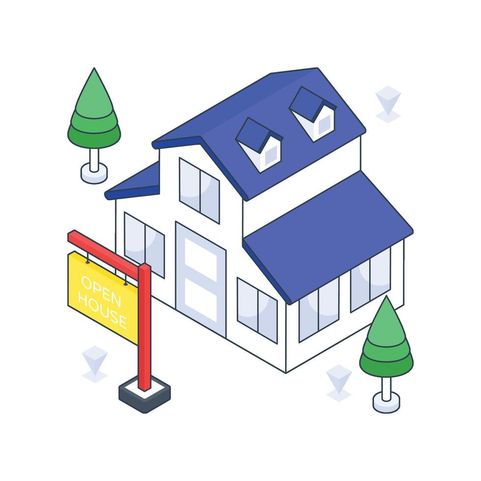 Open House isometric Colored illustration 54706710 Vector Art at Vecteezy