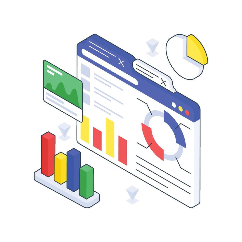 Business Statistics isometric Colored illustration 54706723 Vector Art ...