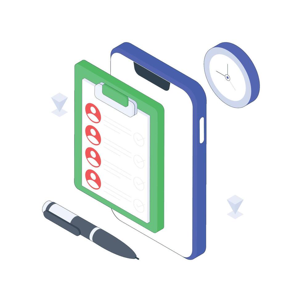 Online Attendance isometric Colored illustration 54706747 Vector Art at ...