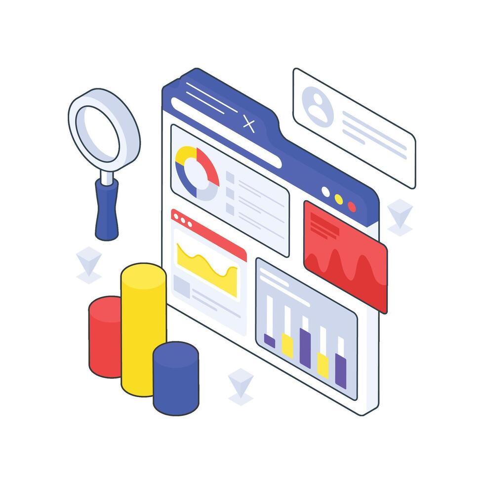 Website Analysis isometric Colored illustration. 54706789 Vector Art at ...