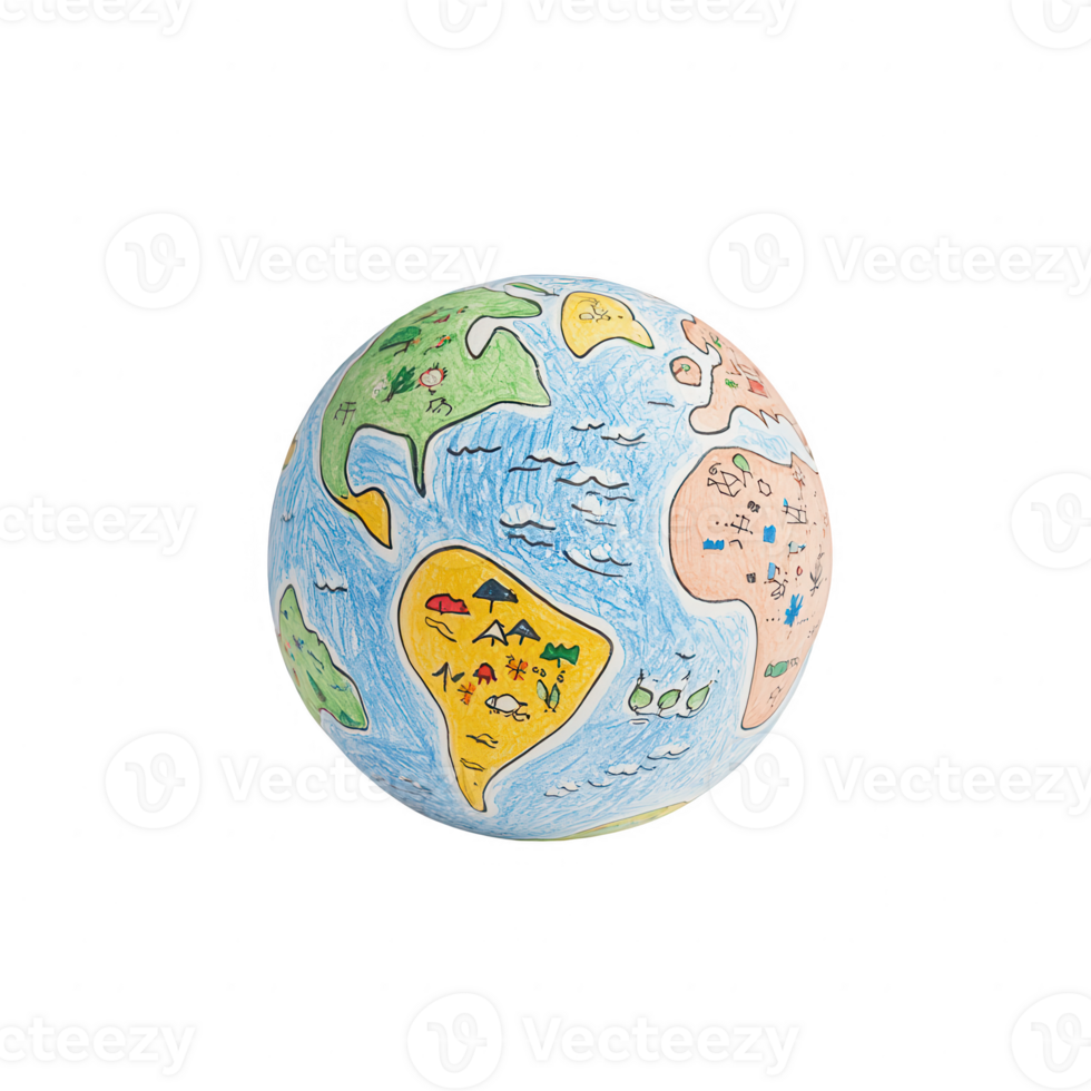 A colorful globe depicting diverse landscapes and ecosystems of the ... A colorful globe depicting diverse landscapes and ecosystems of the ...