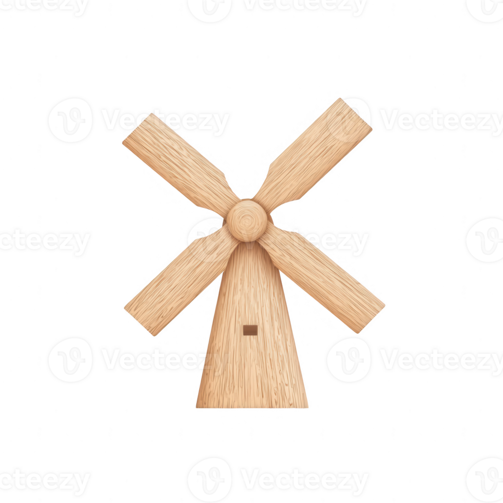A wooden windmill model showcasing sustainable energy solutions. 54711591 PNG