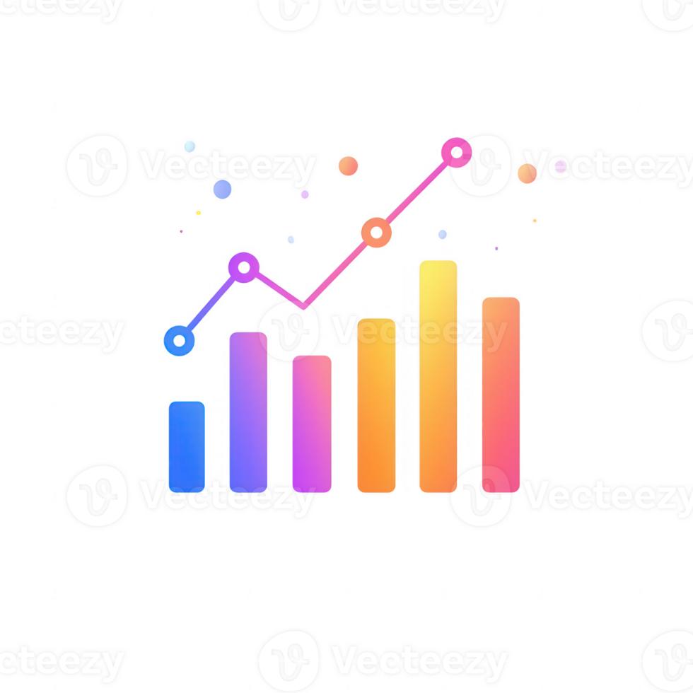 Colorful data visualization with colorful bars and a line graph ...