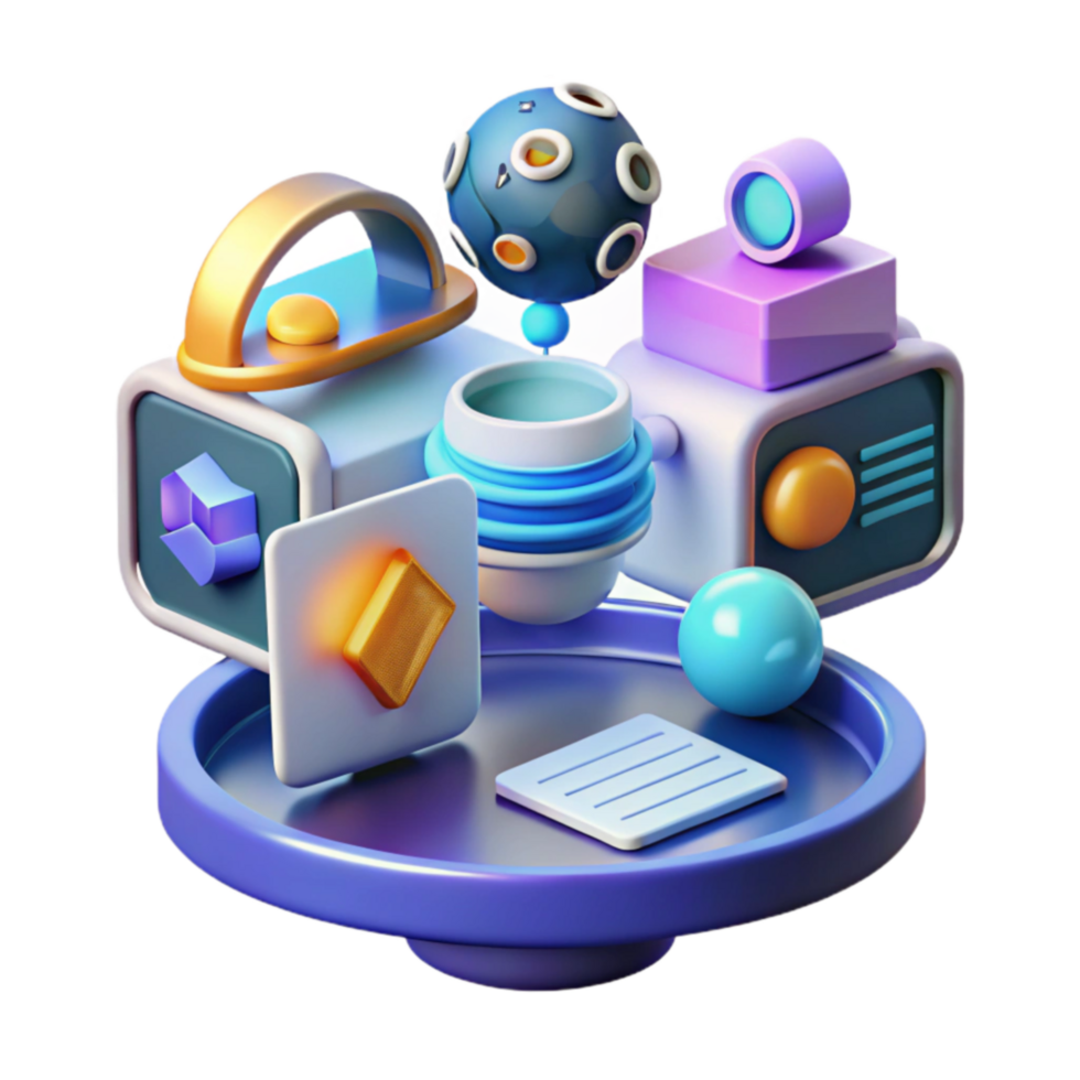 Abstract 3d Render Colorful Geometric Shapes And Objects 54716155 Png