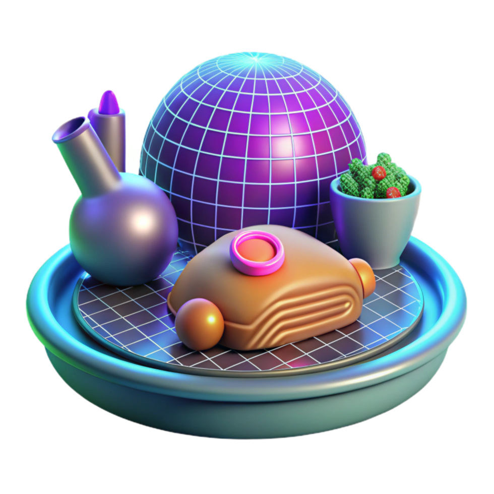 Abstract 3d Render Geometric Shapes Food And Plant 54716160 Png